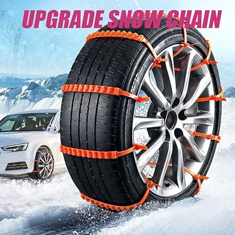 REUSABLE UNIVERSAL ADJUSTABLE SNOW TIRE CHAINS FOR WINTER SAFETY (10 P ...